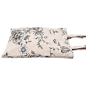 Caixia Women's Cotton Daisy Floral Canvas Tote Shopping Bag Light Brown, Black Floral/No Closure, Medium