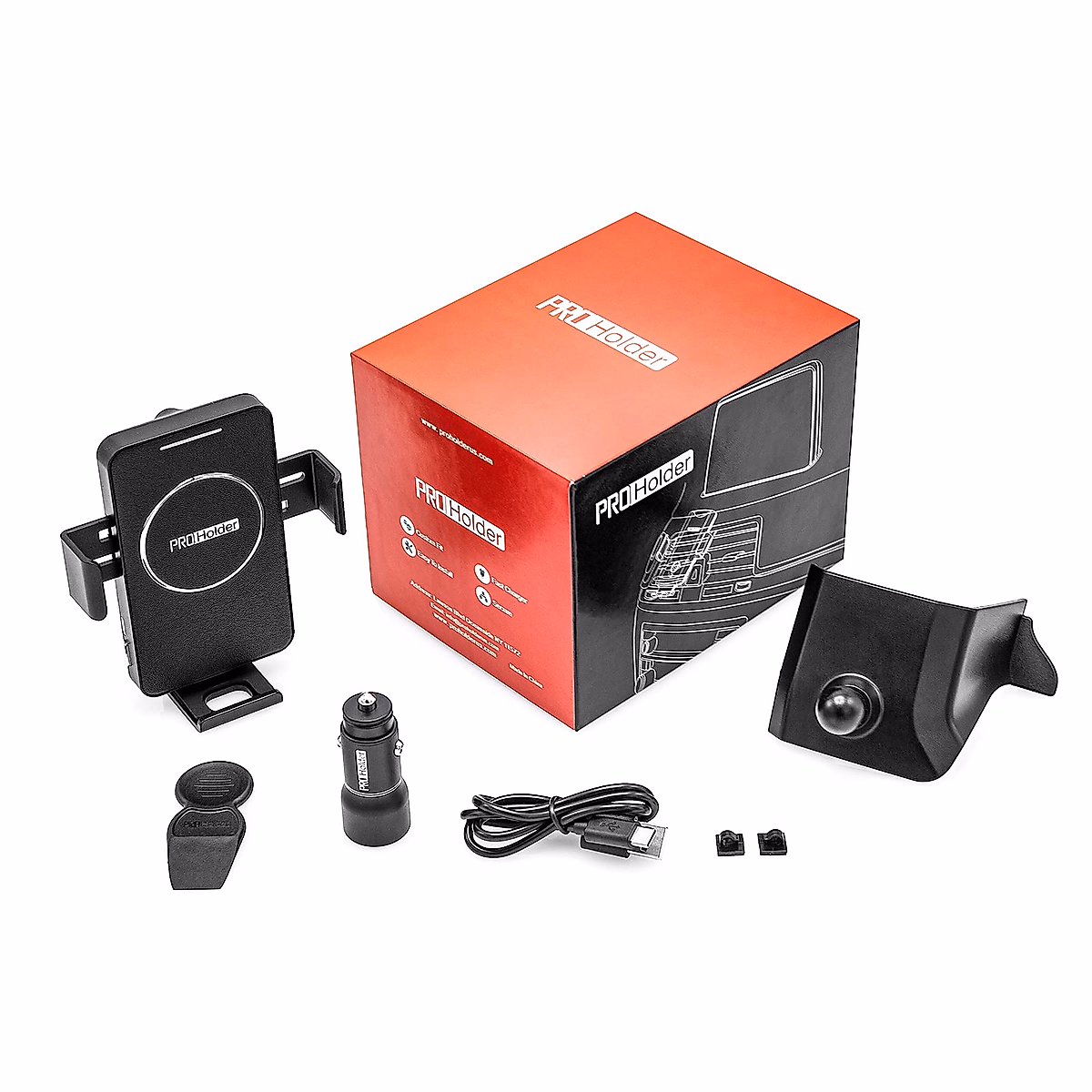 None/Brand 3W ProHolder Clip in Custom Fit Phone Holder Compatible ForToyota Tundra 2014 -2021,Mount 360 Deg Adjustable,Car Phone Cradle Fit for iPhone Samsung 4-7 Inch,with Wireless Charger, Black