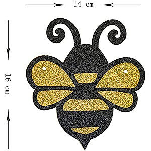 JENSENLIN Sweet As Can Bee Banner,Bumble Bee Baby Shower Birthday Party Decorations,Mommy to Be Sign Banner,Black Glitter Paper Gender Reveal Engagement Party Decoration(glitter).