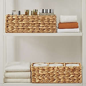 Vagusicc 3-Section Storage Basket, Hand-Woven Baskets,Toilet Paper Basket for Toilet Tank Top, Small Baskets for Organizing, 2-Pack