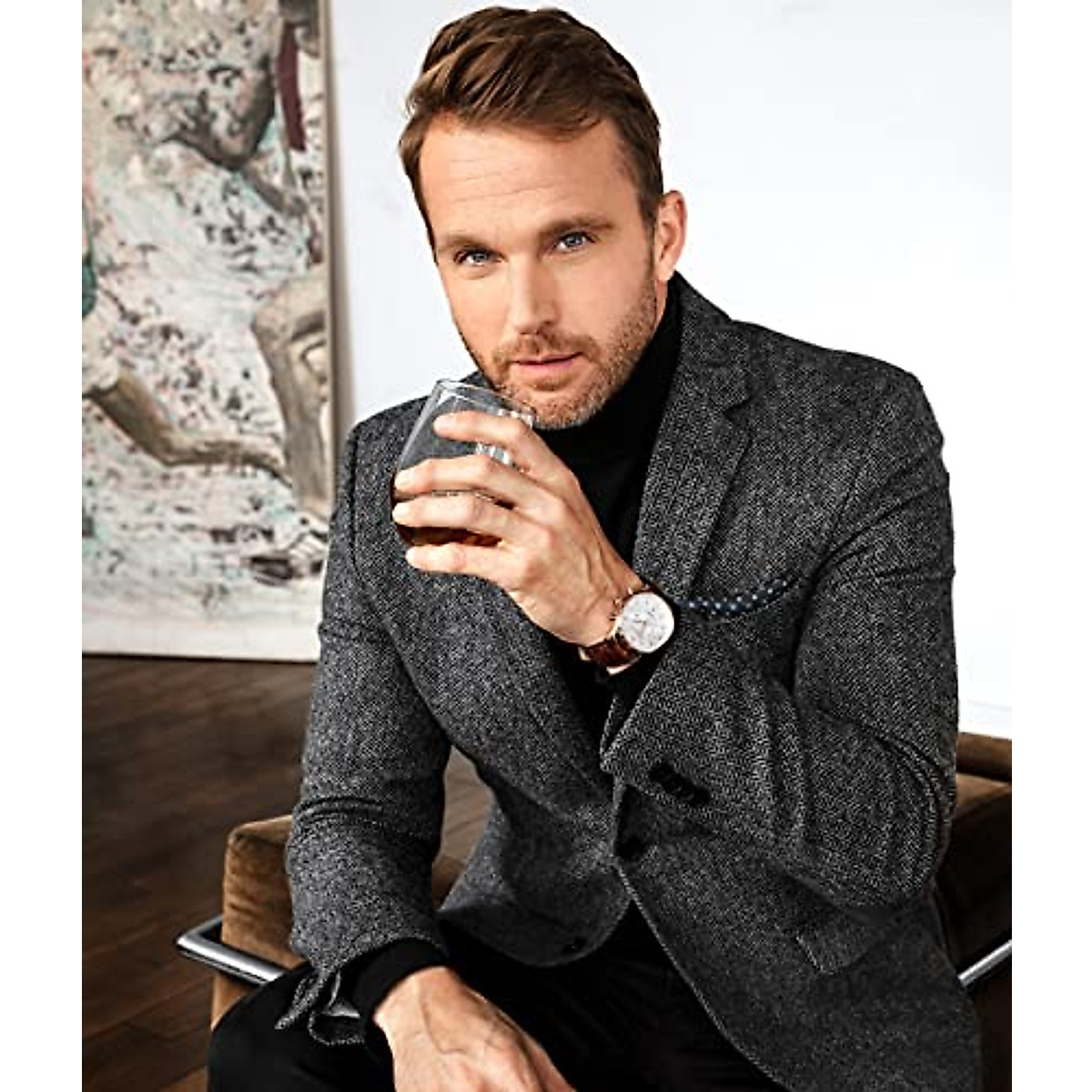 Stuhrling Original Mens Quartz Chronograph Dress Watch - Stainless Steel Case and Leather Band - Analog Dial with Date GR1-Q Mens Watches Collection