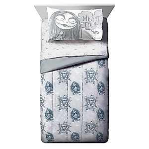 Jay Franco Disney Nightmare Before Christmas Meant to Be 6 Piece Bedroom Set- Includes Twin Bed Set & Window Drapes/Curtains - Super Soft Fade Resistant Microfiber Bedding (Official Disney Product)