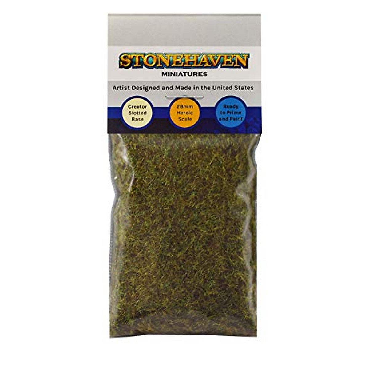 Stonehaven Miniatures Static Grass, Warm Green - 2mm Length Fibers - Master Quality Base & Scenery Flock - Realistic Texture & Detail - for 28mm Scale Table Top War Game Miniatures - Made in USA