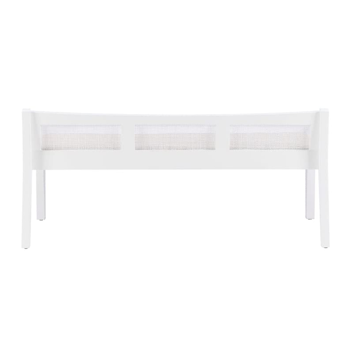 Linon Memphis Wood Cane Bench with Padded Seat in White