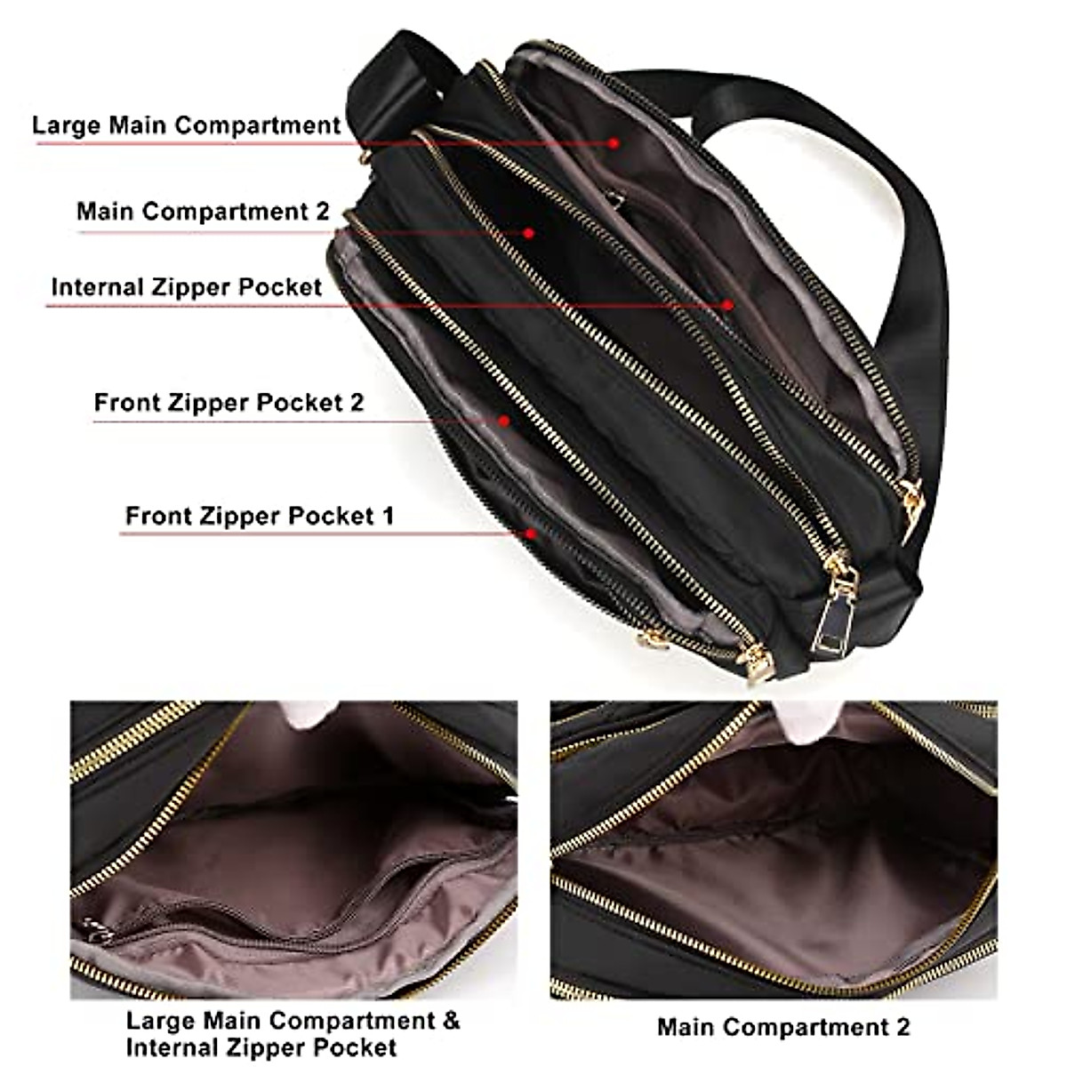 Black Designer Crossbody Bags for Women Travel Shoulder Bag Casual Messenger Bag Quilted Crossbody Purse Cute Cell Phone Cross Body Bags