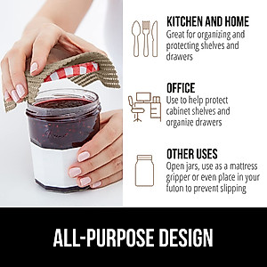 Gorilla Grip Drawer Liner and Ribbed Drawer Liner, Shelf Liner Size 12x20, Bathroom Storage Shelves, Ribbed Liner Size 17.5x20, Desk Storage, Both in Beige, 2 Item Bundle