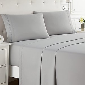 Nestl Full Size Sheet Sets - 4 Piece Full Size Sheets, Deep Pocket, Hotel Luxury, Extra Soft, Breathable and Cooling, Light Grey Bed Sheets for Full Size Mattress