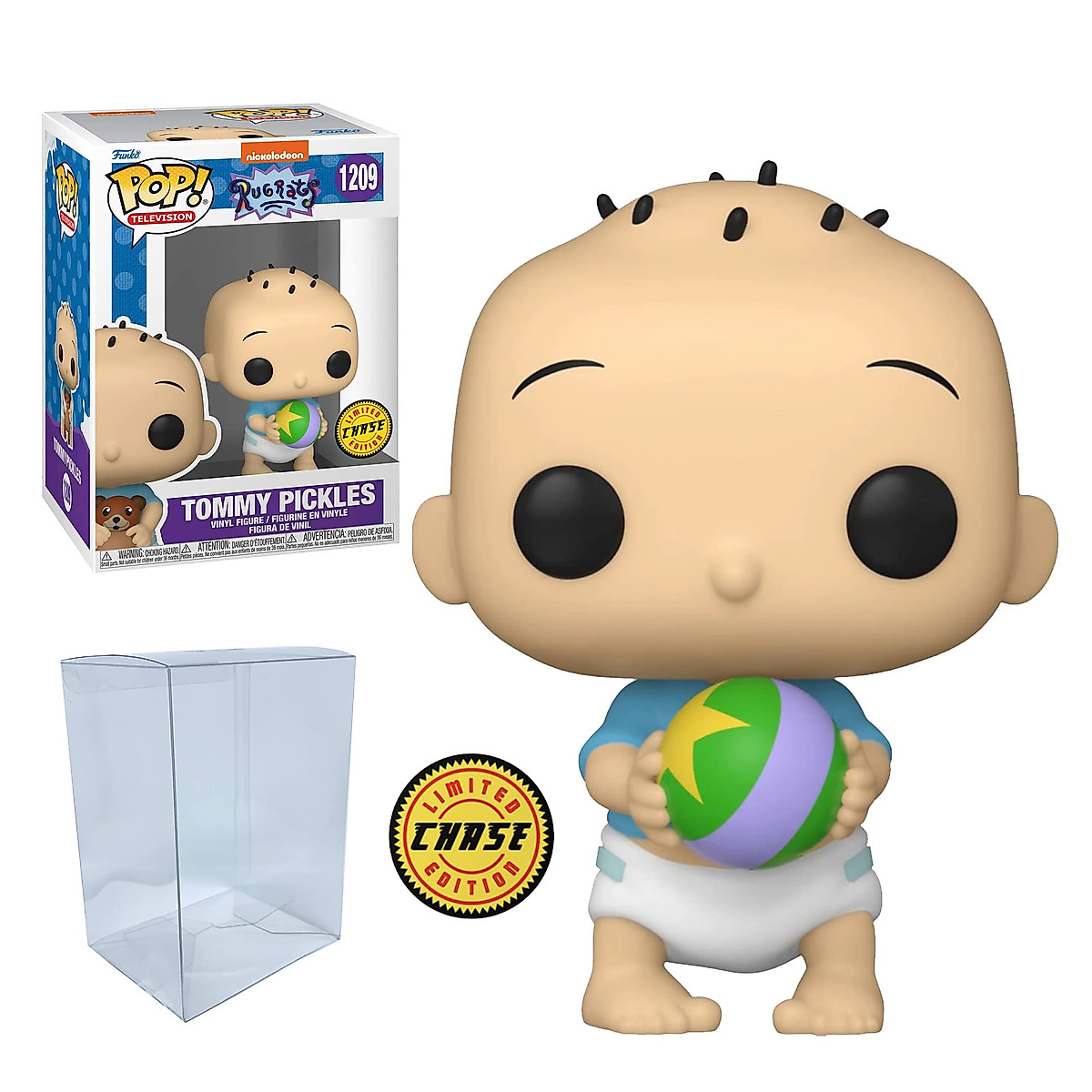 Rugrats: Tommy Pickles Chase Funko Pop with Protector Bundle - Includes TV: Rugrats: Tommy Pickles Chase #1209 Vinyl Figure with Blue Salamander Emporium Plastic Protector Case
