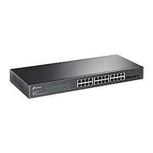 TP-Link 24 Port Gigabit Switch | Smart Managed Switch w/ 4 SFP Slots | Rackmount | Limited Lifetime Protection | Support L2/L3/L4 QoS, IGMP and Link Aggregation | IPv6 and Static Routing (T1600G-28TS)