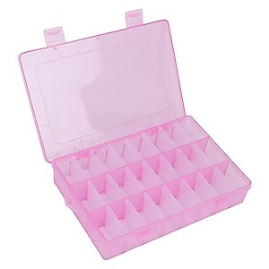 Nail Art Storage Box, 24 Grid Pink Empty Nail Boxes Nail Tips Nail Art Storage Box Plastic Rhinestones Bead Decoration Organizer Case DIY Handmade Gifts Nail Art Supplies Nail Art Container For Beads