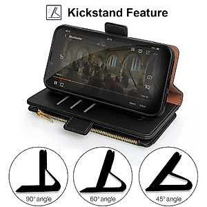 Antsturdy Samsung Galaxy Note 20 Ultra 5G case Wallet with Card Holder for Women Men,Galaxy Note 20 Ultra 5G Phone case RFID Blocking PU Leather Flip Cover with Strap Zipper Credit Card Slots,Black