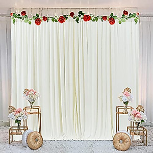 10x10 Ivory Backdrop Curtain for Wedding Parties Wrinkle Free Ivory Photo Curtains Backdrop Drapes Fabric Decoration for Baby Shower Photoshoot 5ft x 10ft,2 Panels