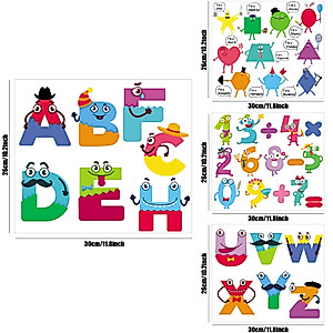 Colorful Alphabet Stickers Learning Wall Decals Alphabet Number Shape Educational Math Wall Stickers Peel and Stick Classroom Wall Decals Playroom Bedroom Decorations