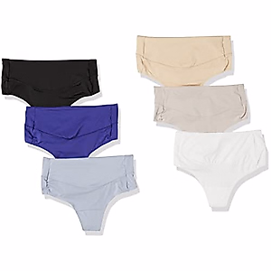 Hanes Women's Panties Pack, Smoothing Microfiber No-Show Underwear, May Vary, Assorted Colors, 6-Pack Thongs, 6