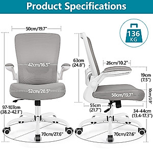 FelixKing Ergonomic Office Chair, Adjustable Height, Breathable Mesh Fabric, Lumbar Support, Gray