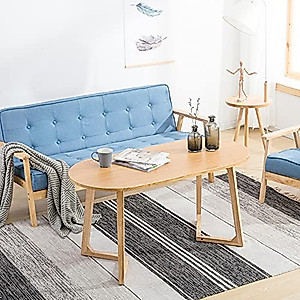 Large Dining Table, Solid Wood Kitchen Tables 120cm Oval Side Table with V-shaped Legs Sturdy Coffee Table for Cafe, Dining Room and Office, Easy Assemble(Size:120 * 57 * 60CM,Color:C)