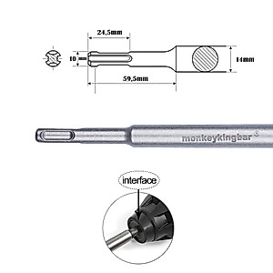 Monkey King Bar- SDS PLUS Bits 3-In Wide Cranked Angled Tile Removal Chisel&SDS Chisel Floor Scraper (10"x3")