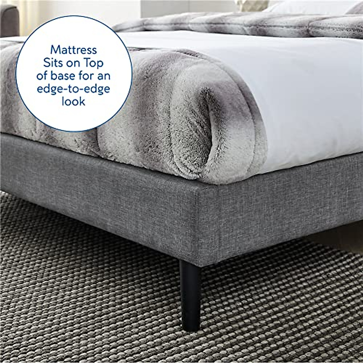 Classic Brands Mornington 2.0 Upholstered Platform Bed | Headboard and Metal Frame with Wood Slat Support, Grey, King