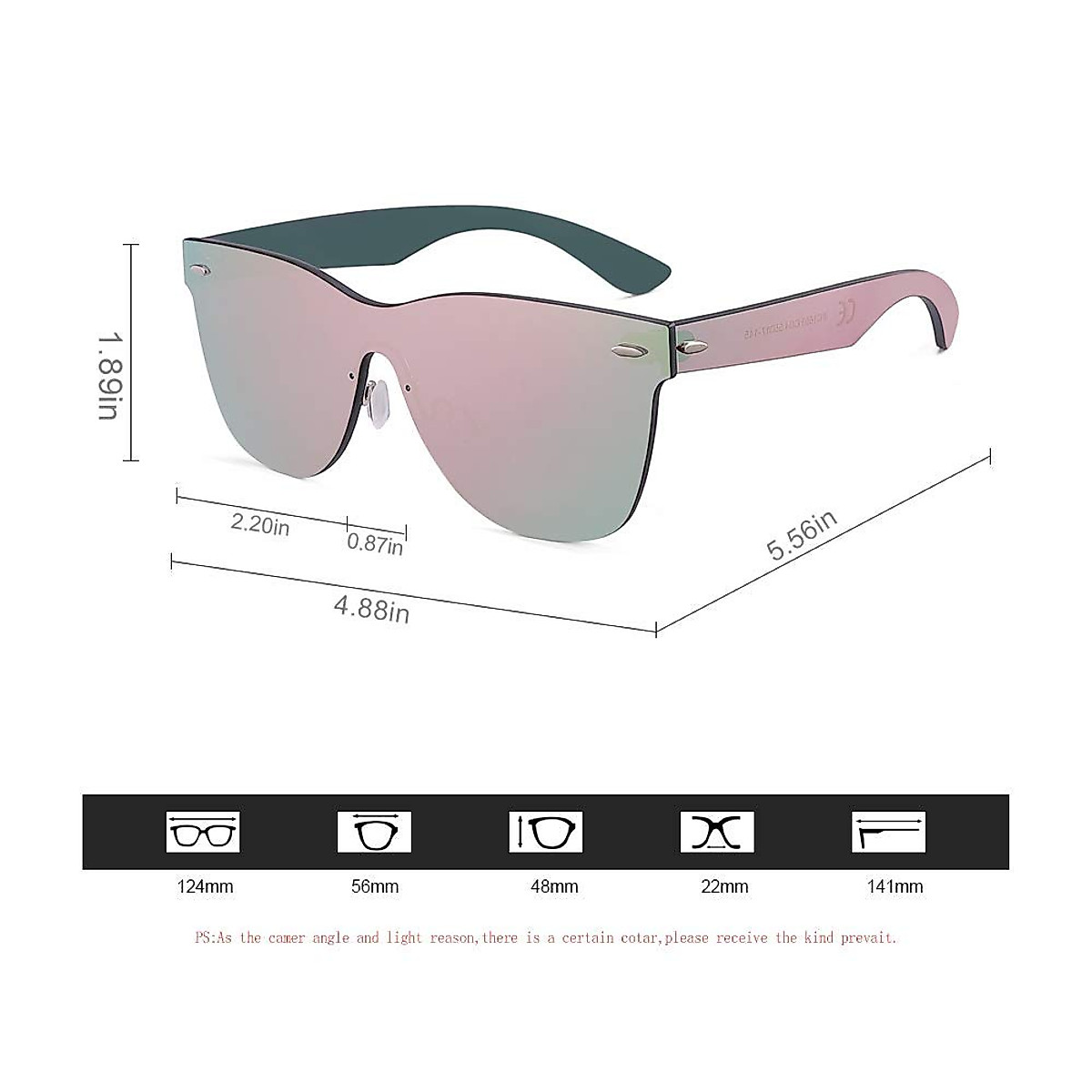 2020 VentiVenti Retro One Piece Square Rimless Frame Sunglasses Anti Reflective Fashion For Women Pink Revo Lens