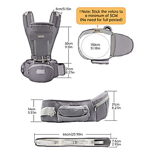 Baby Carrier with Hip Seat, Mumgaroo Baby Carrier Newborn to Toddler All Seasons & All Position Hip Baby Carrier with Hood & Extra Safety Belt, Baby Holder Carrier for Breastfeeding, Infant & Toddler