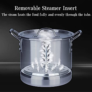 ARC 32 Quart Aluminum Tamale Steamer Pot, Crab Seafood Stock Pot w/Steamer Rack and Tube, Great for Water Bath Canning Pot, Rivet Handle, 8 Gal
