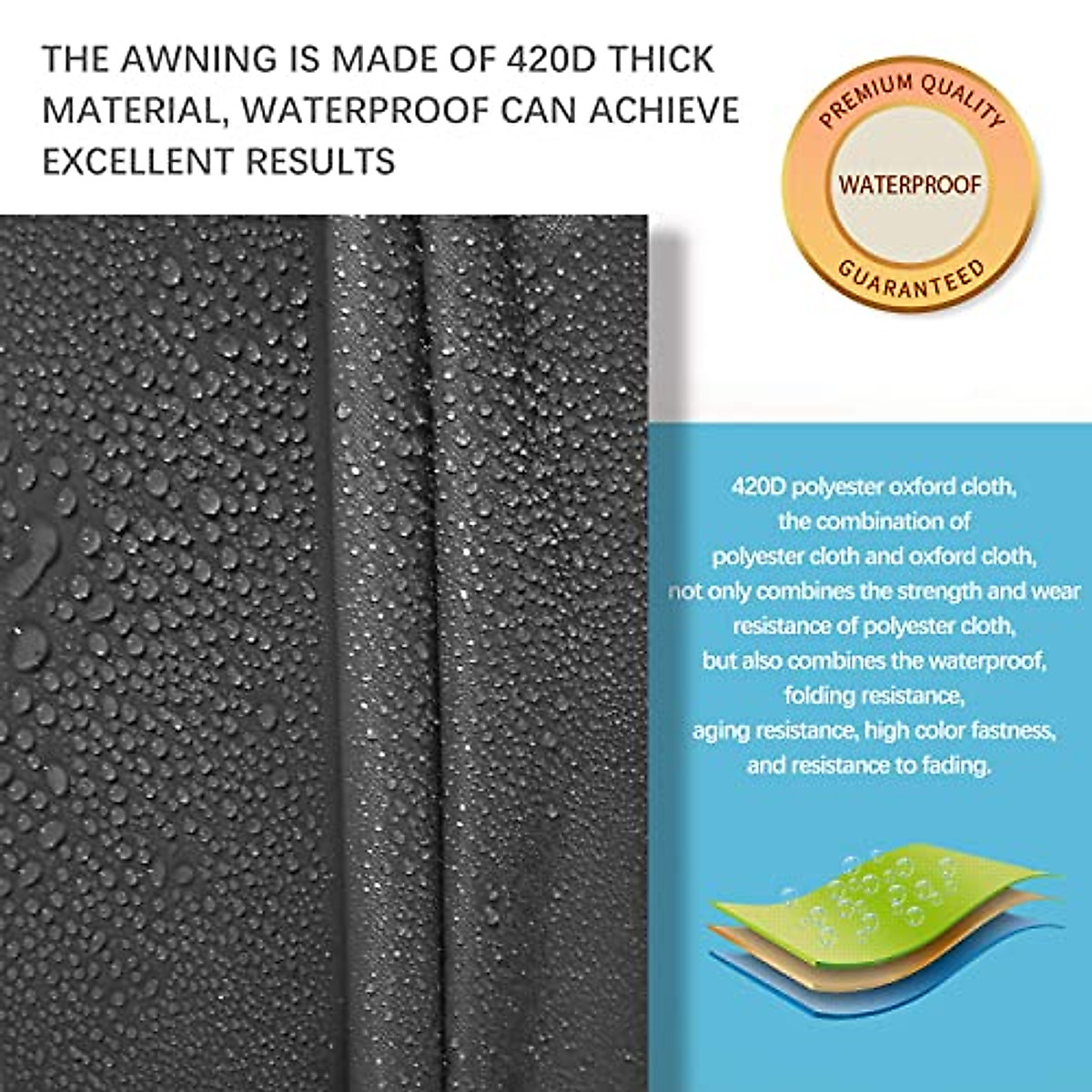 Shade Sail Waterproof Triangle Umbrella UV Protection Oxford Cloth Shade for Outdoor Terrace Backyard and Garden 10'x10x10'