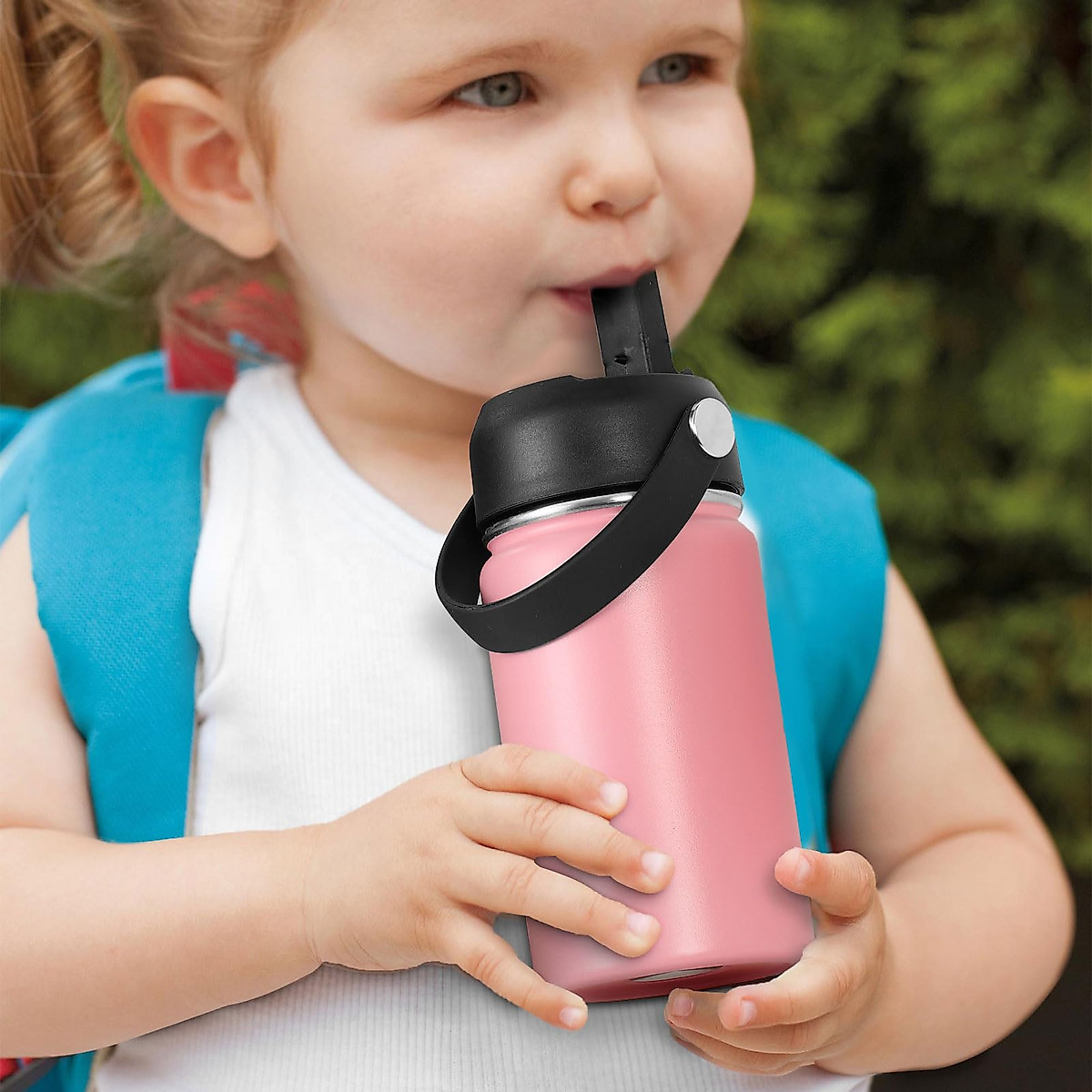 Tonlinco Straw Lid for Hydroflask Wide Mouth,Lids With Straw Compatible with Hydro Flask 20 32 40 oz Wide Mouth Wide Mouth Straw Lid Compatibility Most Sports Water Bottle (Black)