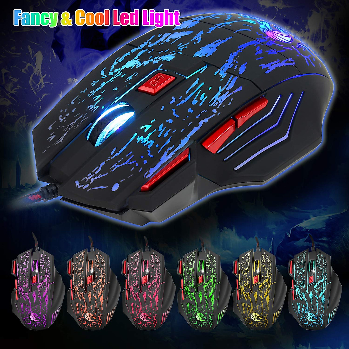 MoModer One Hand Gaming Keyboard and Mouse Combo, 35 Keys Wired Mechanical Feel Rainbow Backlit Gaming Keyboard with Gaming Mouse for PC PS4 Xbox Gamer