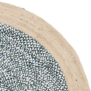 SAFAVIEH Cape Cod Collection 6' Round Light Blue / Natural CAP210M Handmade Braided Jute & Cotton Area Rug