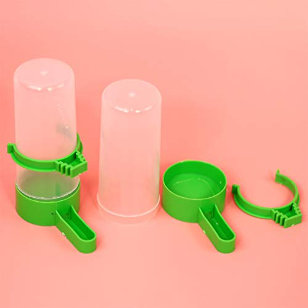 POPETPOP 10PCS Bird Water Dispenser for Cage - Pet Birds Feeder Drinker Waterer Clip with Automatic Drinking Water Sprinkler Proof Bird Cup for Parrots Budgie Cockatiel Lovebirds
