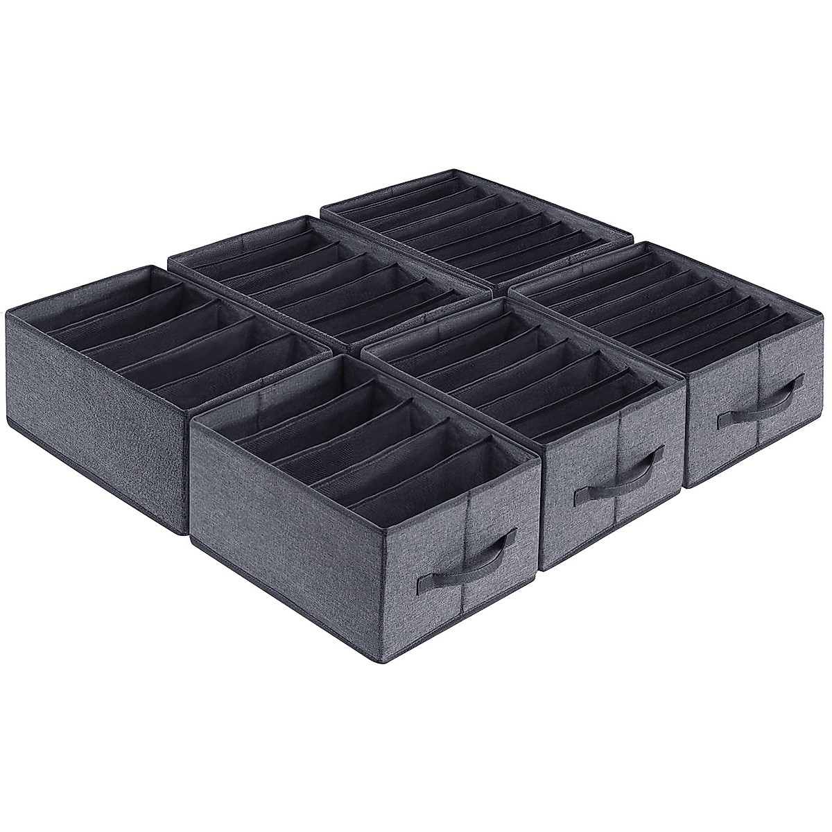 6 Pcs Large Size Wardrobe Clothes Organizers 5/7/9 Grids Foldable Clothes Organizers with Handles for Pants, Jeans, Sweater, T-shirt, Thin Coat, Dress 16.9 x 11.8 x 8.6 Inches Stackable Storage Bin