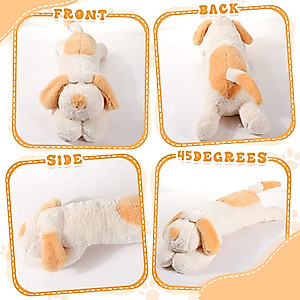 Queekay Dog Body Pillow Dog Stuffed Animals Plush Long Body Pillow for Dogs Large Sleeping Hugging Dog Pillow Christmas Birthday Gifts for Kids(23.6 Inch,Beige)