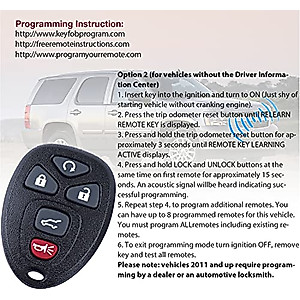 Keyless Entry Remote Control Car Key Fob for 2007-2016 Chevy Suburban Tahoe Traverse/Buick Enclave/GMC Acadia Yukon/Cadillac Escalade FCCID: OUC60270 OUC60221(5Btn 2 Pcs)