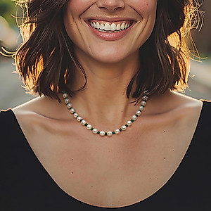 Ross-Simons 8-8.5mm Cultured Pearl and 13.00 ct. t.w. Emerald Bead Necklace With 14kt Yellow Gold. 18 inches