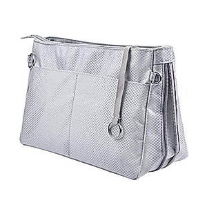 Vercord Expandable Nylon Handbag Purse Organizer Insert Liner Shaper Bag in Bag Beige Grey XLarge
