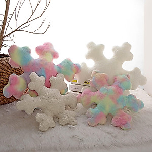 ROTORS Snowflake Pillow Christmas Throw Pillows Winter Snowflake Pillow White Decorative Pillow Plush Cute Pillow for Couch Sofa Bed Decoration (White 40cm)