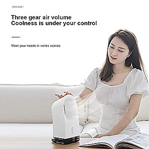 Qinmay Bladeless air-conditioning fan, portable USB charging, desktop three-in-one night light summer fan humidifier cooler, suitable for home bedroom office outdoor (white)