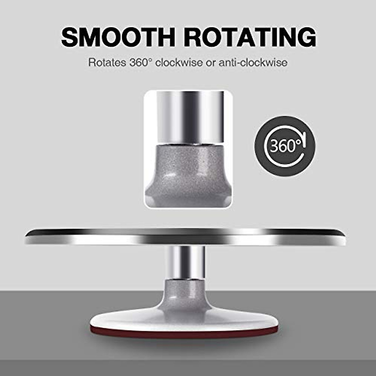 Puroma Aluminium Alloy Rotating Cake Turntable 12'' Revolving Cake Stand with Non-Slipping Silicone Bottom, Ideal Cake Decorating Supply for Cake Decorations, Pastries and Cupcakes