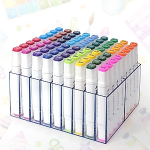 Vowcarol Clear Acrylic Marker Organizer, Marker Holder 18 Slot for 72 Markers- 1 Pack