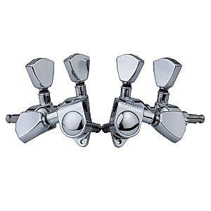 Guyker Guitar Machine Heads (3L + 3R Handed) – 1:21 Sealed Tuners Tuning Key Pegs with Trapezium Button Replacement for Electric, Folk or Acoustic Guitars – Chrome, GK104