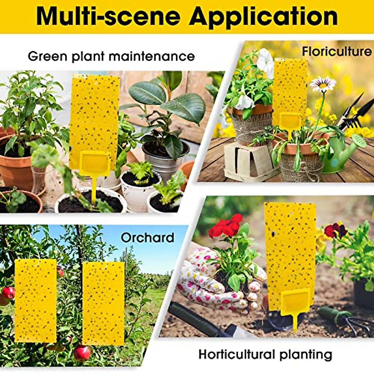 220 Pcs Double Sided Sticky Traps Gnat Killer for Flying Plant Insect Indoor Outdoor Such as Fungus Gnats, Whiteflies, Aphids, Include 200 Twist Ties and 20 Holders, 7.9 x 4 Inches (Yellow)