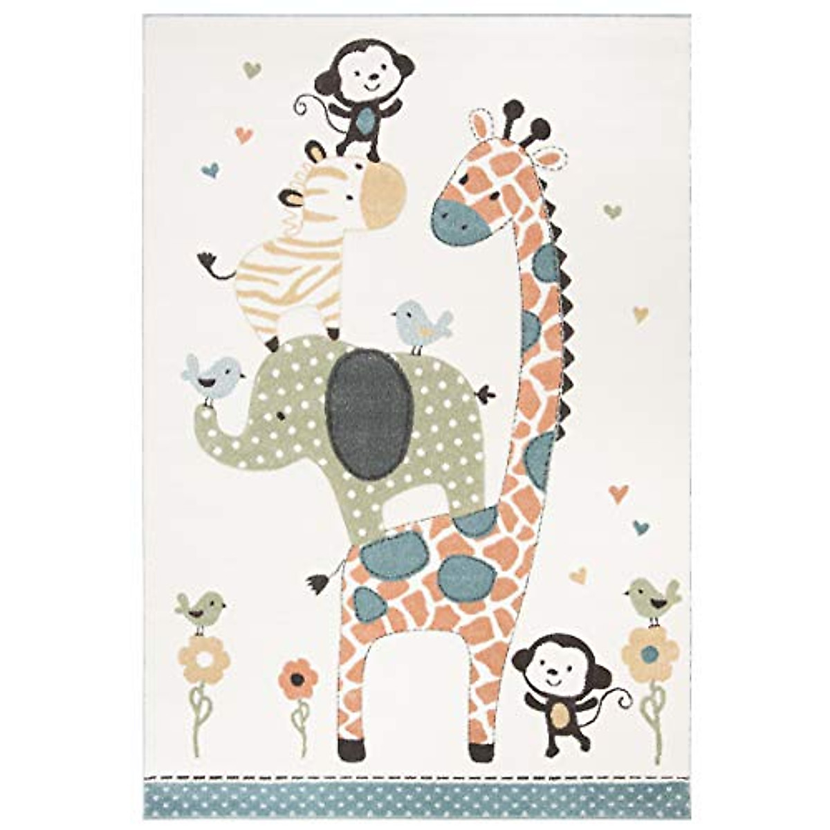 SAFAVIEH Carousel Kids Collection 4' x 6' Ivory CRK120A Animal Nursery Playroom Area Rug
