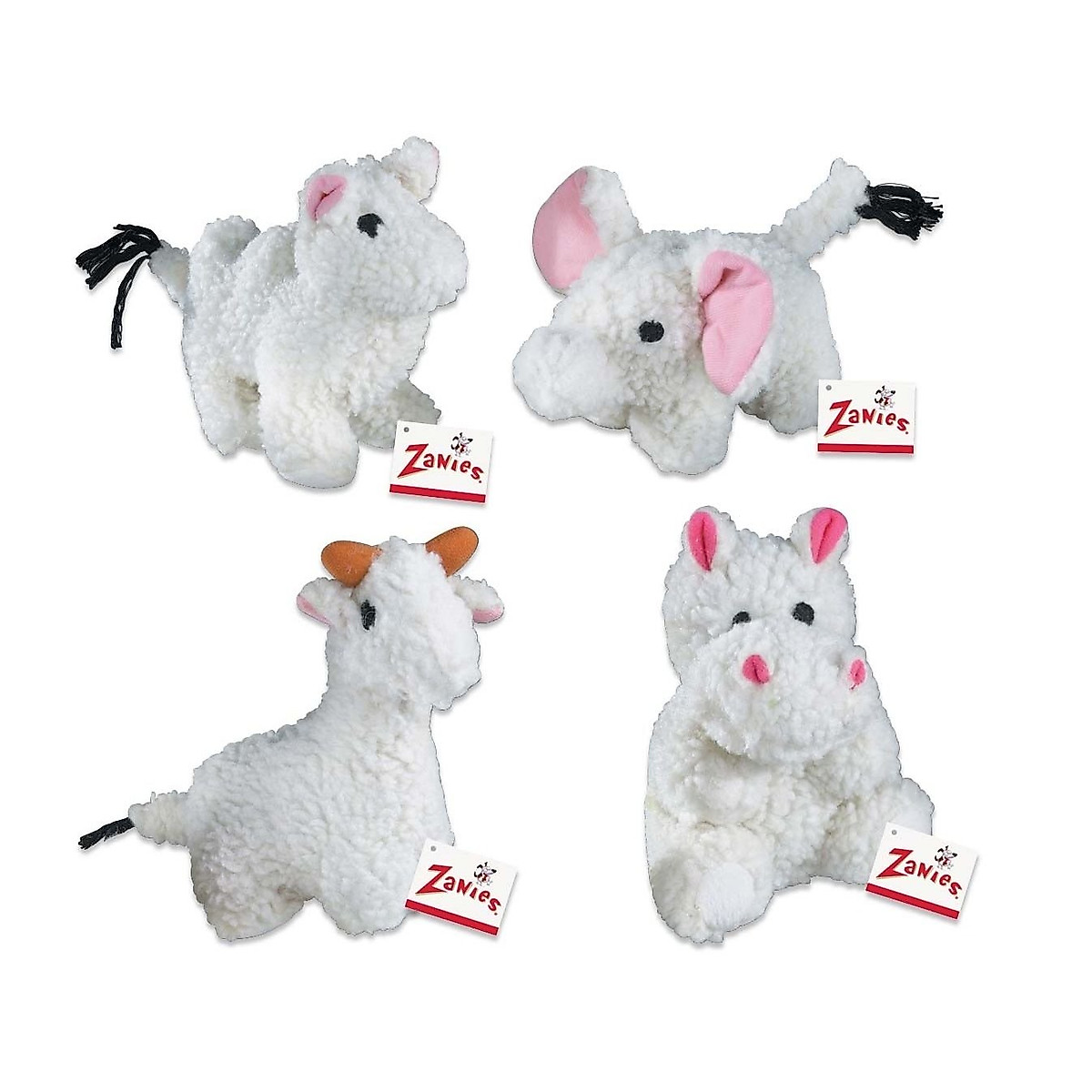 Zanies Fleecy Friends Soft Squeaker Dog Toy Camel Hippo Elephant Llama or Set of 4 Toys(Full Set of All 4 Toys)