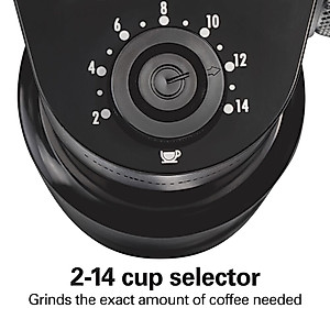 Hamilton Beach Electric Burr Coffee Grinder with Large 16oz Hopper & 18 Settings For 2-14 Cups, Stainless Steel (80385)
