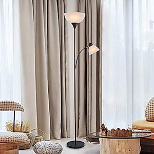 Adjustable Black Floor Lamp with Reading Light by LIGHTACCENTS - Susan Modern Standing Lamp for Living Room/Office Lamp 72" Tall - 150-watt with Side Reading Light Corner Lamp (Black)