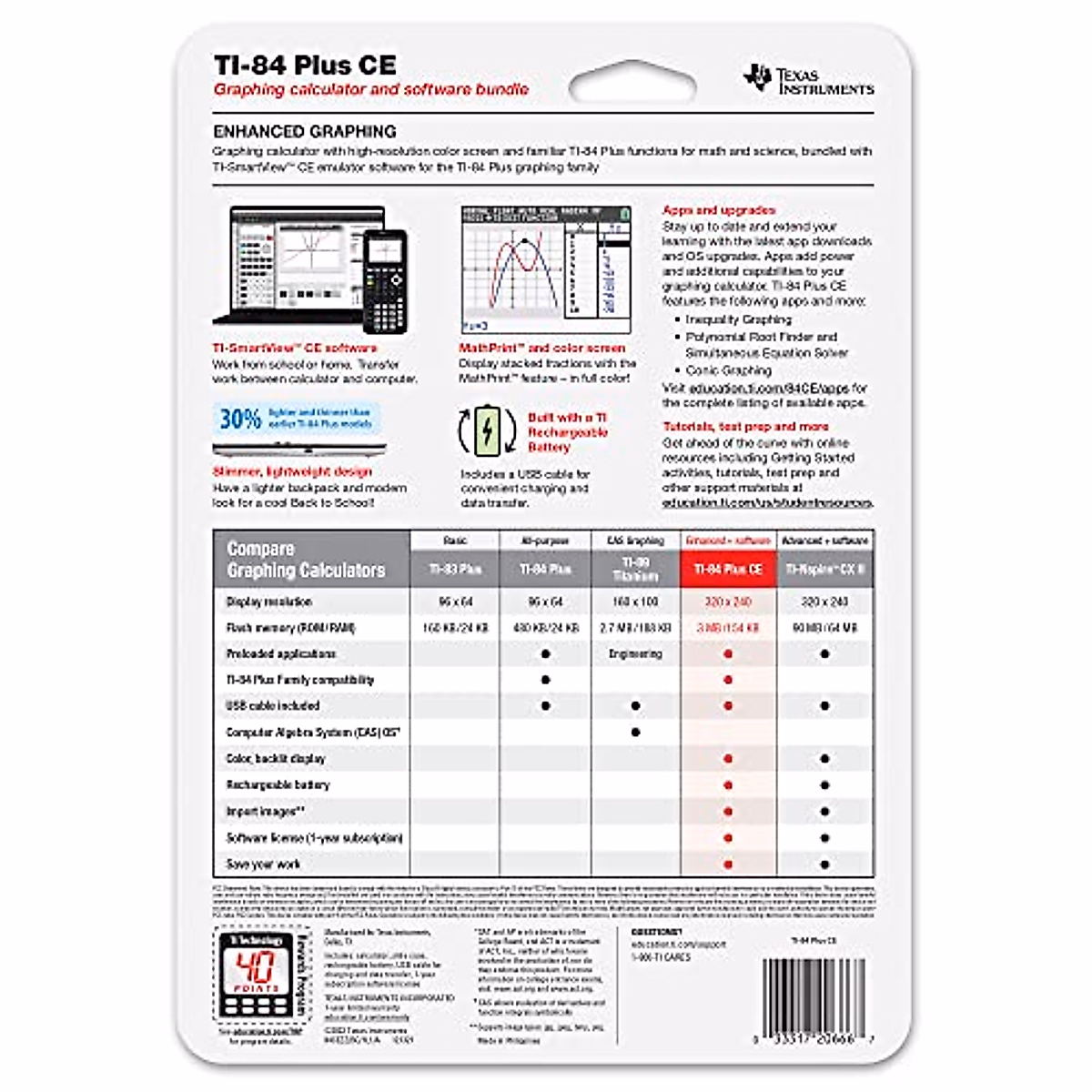 Texas Instruments TI-84 Plus CE Color Graphing Calculator, Teal (Metallic)