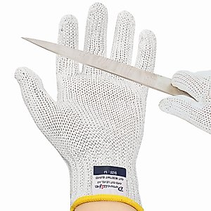 Dowellife Level 8 Reinforced Cut Resistant Gloves, Food Grade, White, Medium