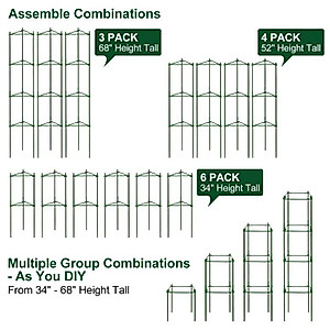 CKE 3 Pack Tomato Cage – Plant Stakes and Support with Clips - Upto 72 inches Tall with 40 Pcs Clips + Garden Twist Ties