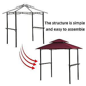 Grill Gazebo,8 x 5 Ft Outdoor Shelter Tent,Double Tier Soft Top Canopy and Steel Frame with Hook and Bar Counters (Burgundy)