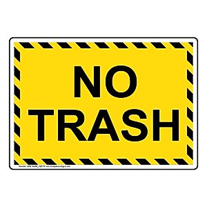 ComplianceSigns.com No Trash Safety Sign, 10x7 inch Plastic for Recycling/Trash/Conserve
